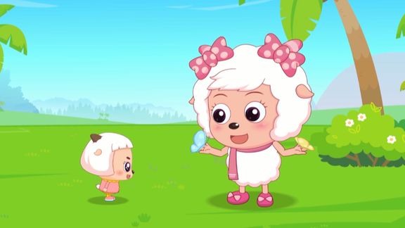 喜羊羊与灰太狼:美羊羊太善良了,蝴蝶都不怕她,还往她身上落