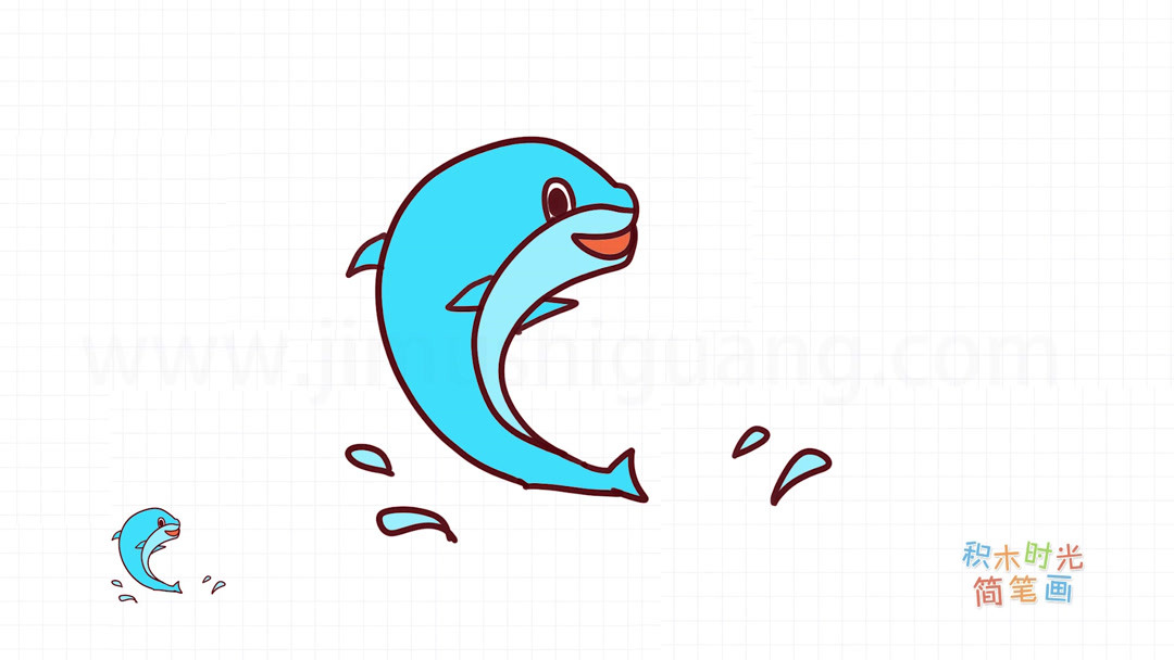 动物简笔画大全,画一只跳出水面的小海豚简笔画教程