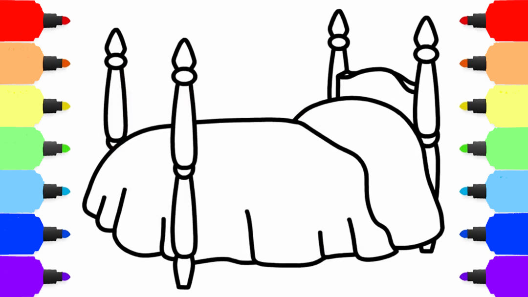 公主婴儿床的简笔画 儿童艺术绘画