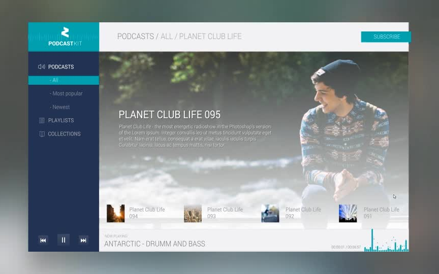 AE模板-网页音乐播放器 鼠标点击播放效果的音频可视化工具