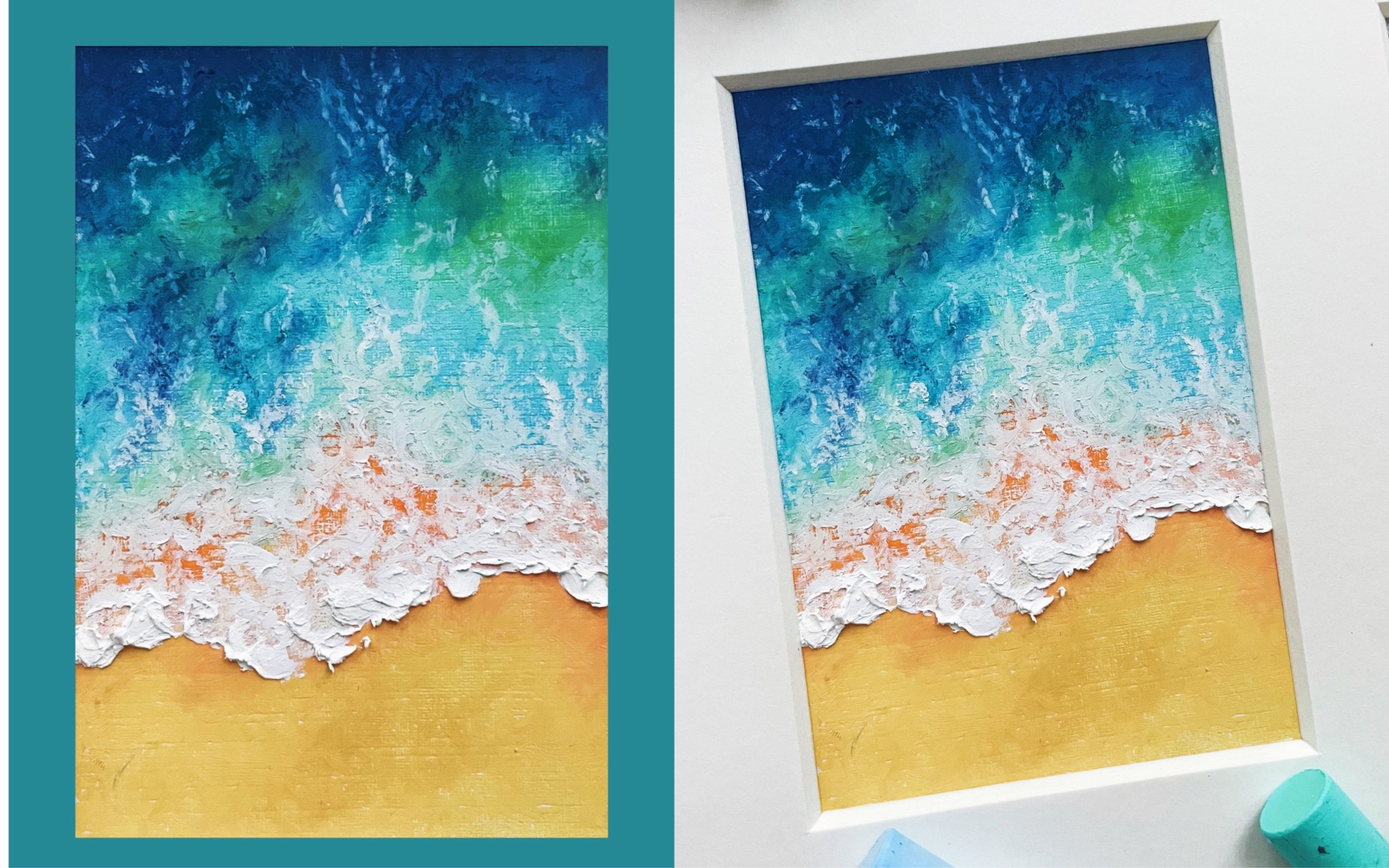 油画棒|三宫格之海浪风起·绘画教程视频