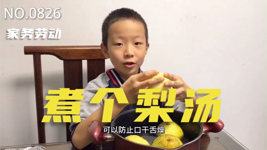 【家庭劳动教育】0826王韬然的家务劳动,煮个梨汤,你会吗