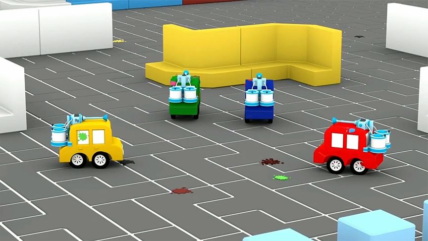 益智动画片:小车们太顽皮了,把场地都弄脏了