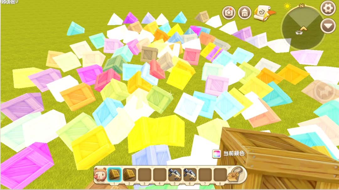 迷你世界:制作新版七彩木箱!每一种颜色的箱子里有不同的皮肤?