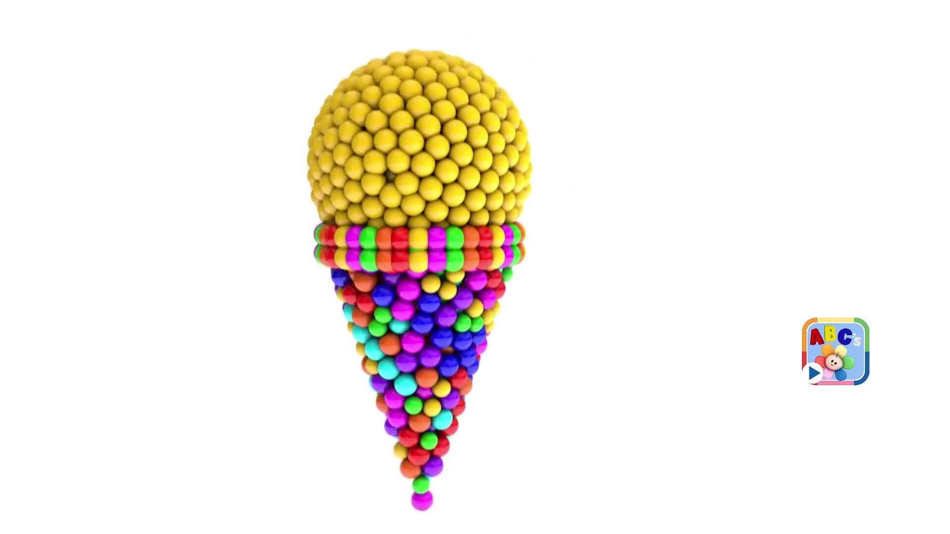 宝宝学颜色:用彩色小球做成冰淇淋#儿童动画 #亲子互动 #早教益智