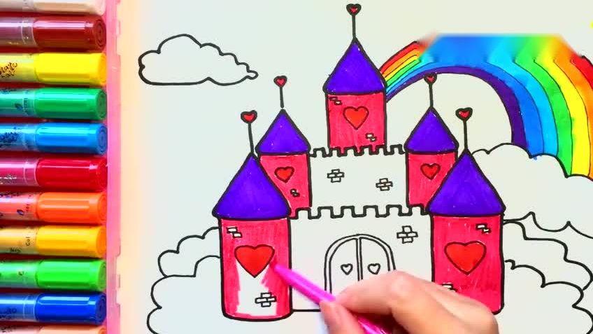 早教育儿简笔画,教宝贝画一座可爱的城堡!