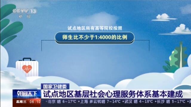 国家卫健委:试点地区基层社会心理服务体系基本建成