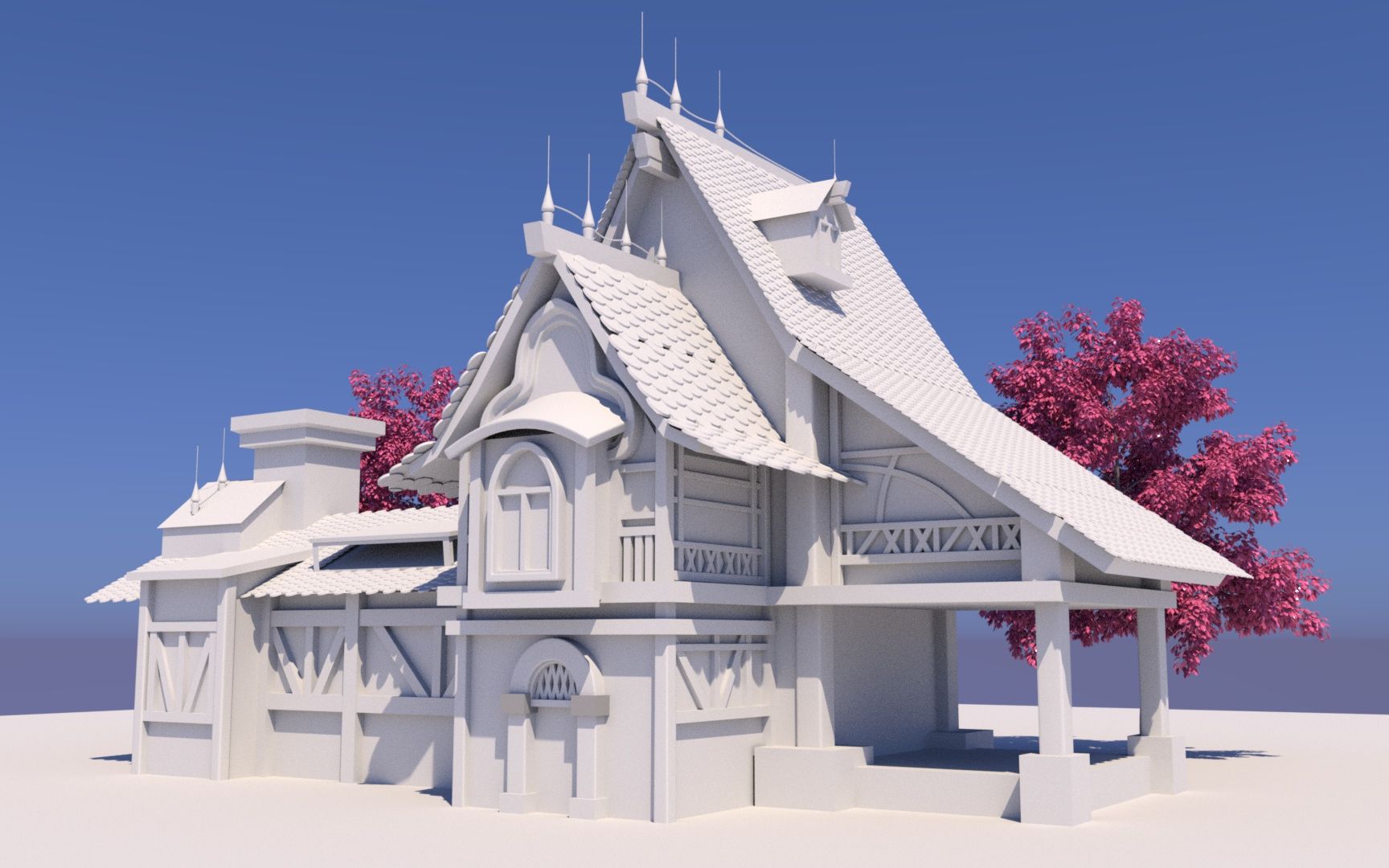 【MAYA场景】林间瓦片房模型制作,3小时打造精品场景