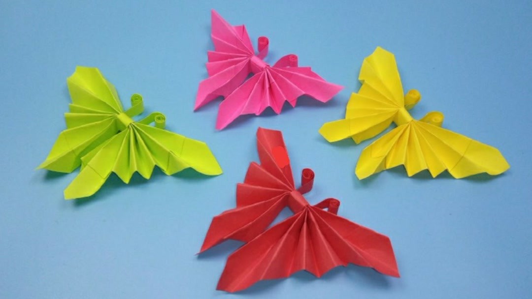 超简单蝴蝶折纸,看一遍就会,手工视频教程