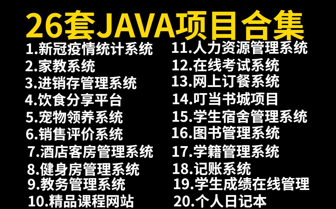 【Java毕设精选】b站最合适大学生学习的Java毕业设计教程合集(整整...