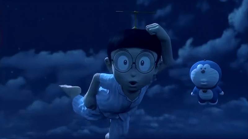 哆啦A梦:大雄被竹蜻蜓带上天,动作太大,裤子都掉了!