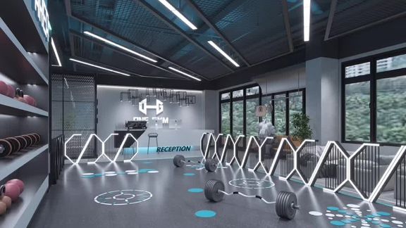 经典蓝色调工业风格,也是造价最低最好看的#健身房设计