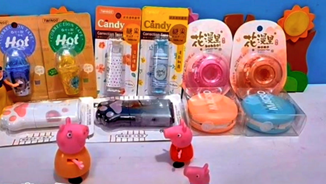 嘟咔咔玩具,买修正带用完了,猪妈妈和佩奇玩具