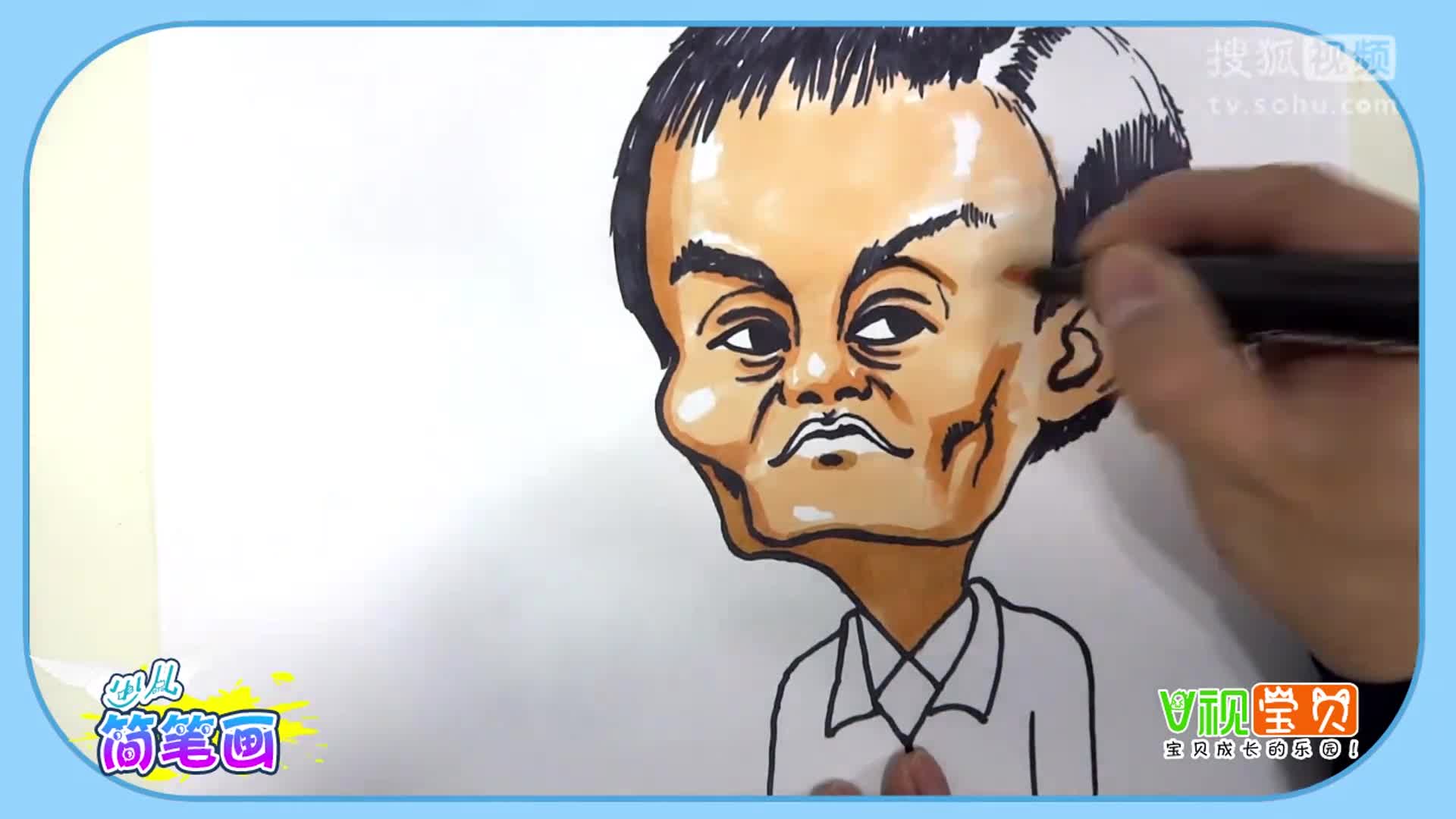 趣味漫画手绘人物画像:马云