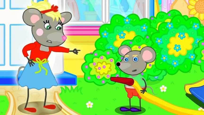 卡通益智动画 小老鼠玩水管