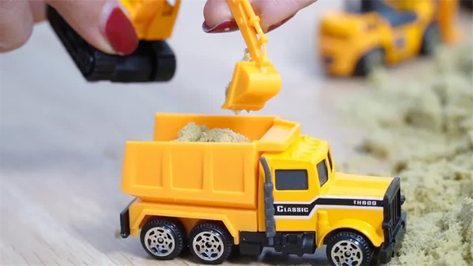 挖掘机工作表演、叉车、压路机、搅拌车、合金汽车