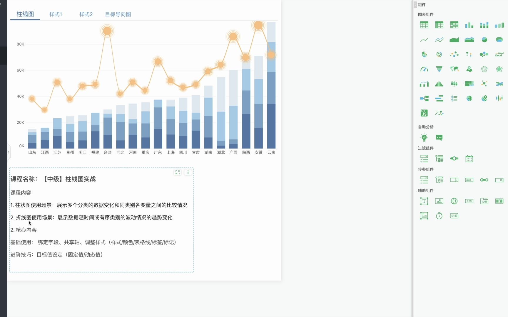 【永洪BI】数据分析入门课程P5:可视化组件-柱状图制作上