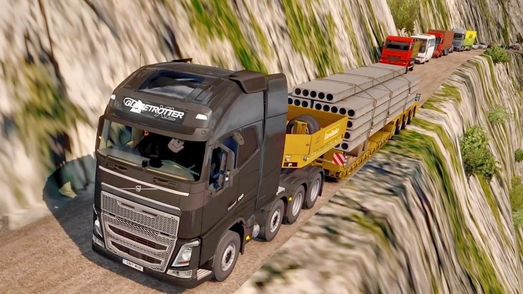 欧洲卡车模拟2 一路各种托底卡住 被这段魔鬼路坑自闭了