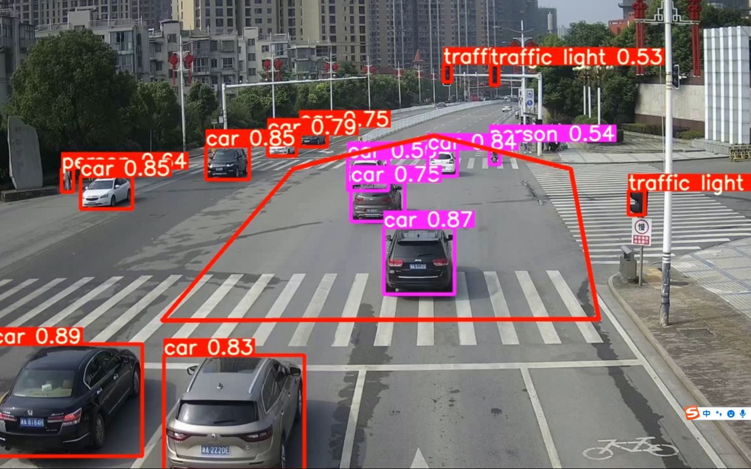 yolov5区域目标检测-区域内使用一种颜色显示区域外使用另一种颜色...