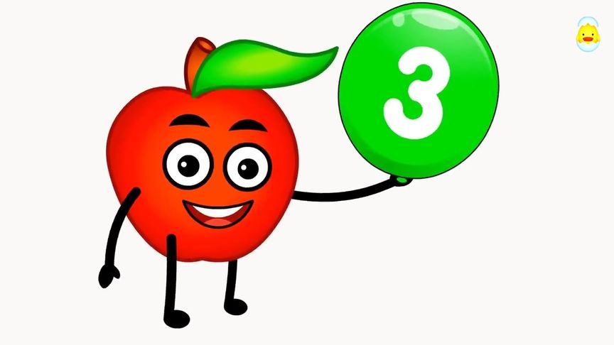 有趣的苹果宝宝吹彩色气球 为孩子学习数字1到10 幼儿早教童谣