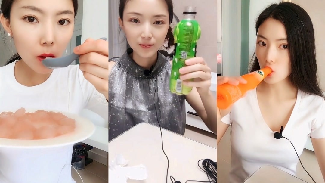 小姐姐纯喝水的声音,咕咚咕咚的声音,听着超解渴