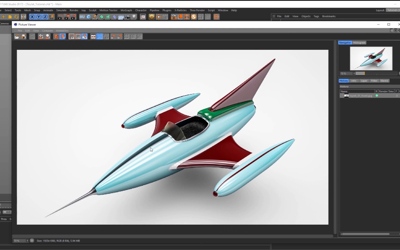 Cinema 4D 建模教程 玩具喷气飞机 时长 2h