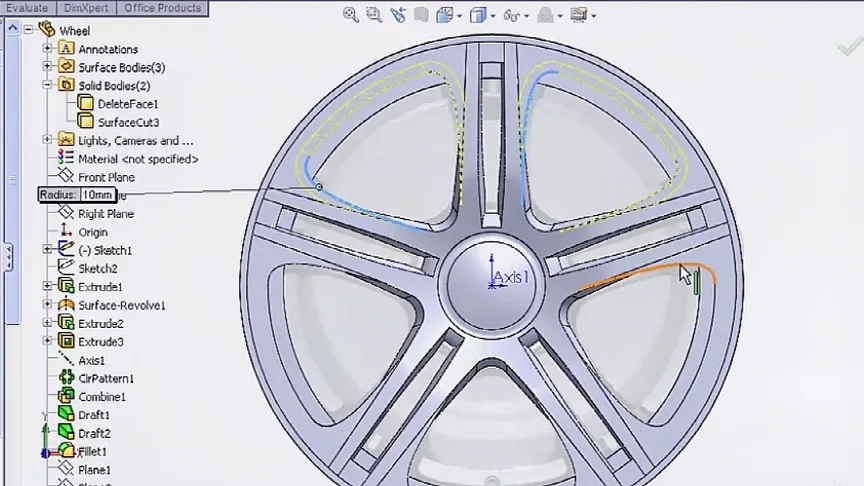 Solidworks建模:汽车轮毂