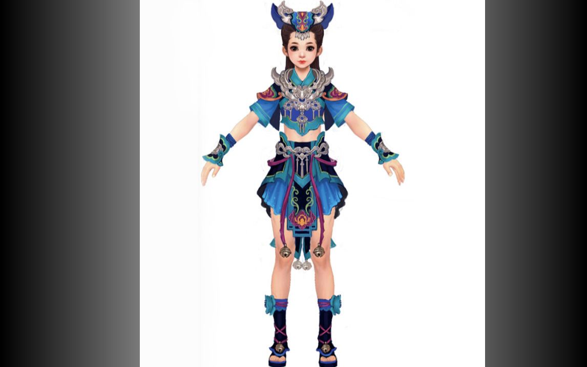 【3DMAX角色】苗族少女白模模型制作流程,传统手绘角色案例建模