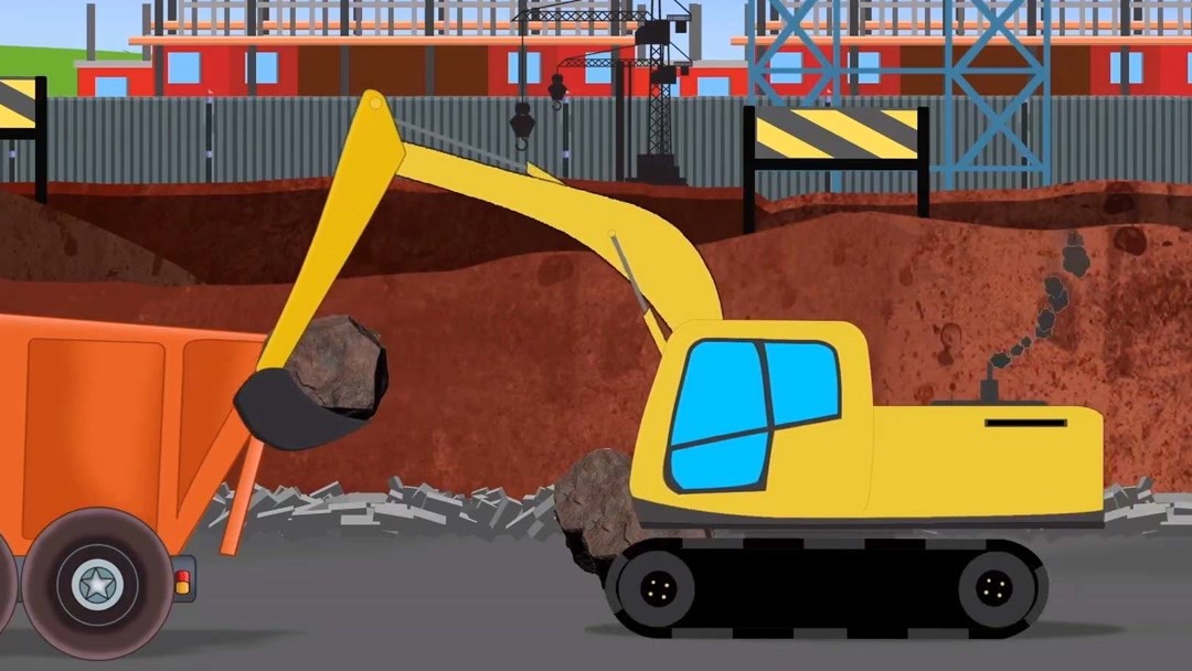汽车动画小世界 第47集 挖掘机的铲子掉了