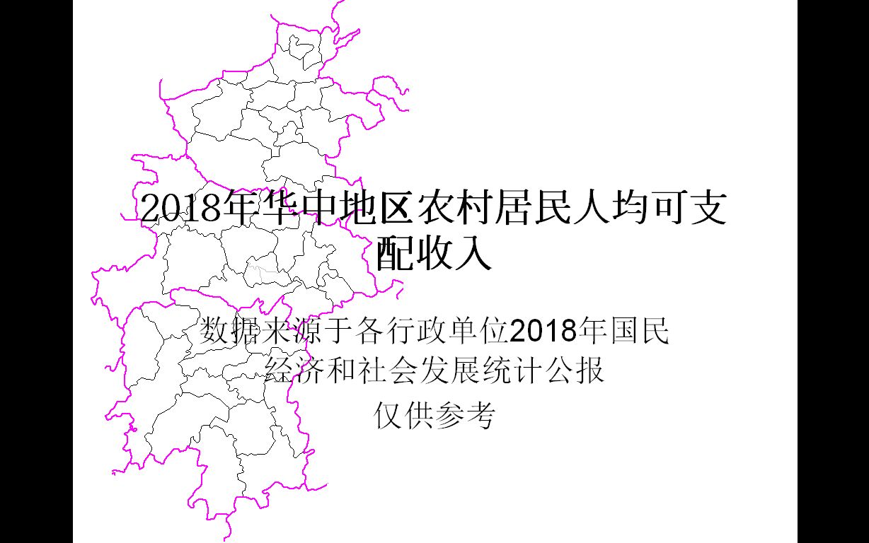 2018年华中地区农村居民人均可支配收入【地图填色游戏】