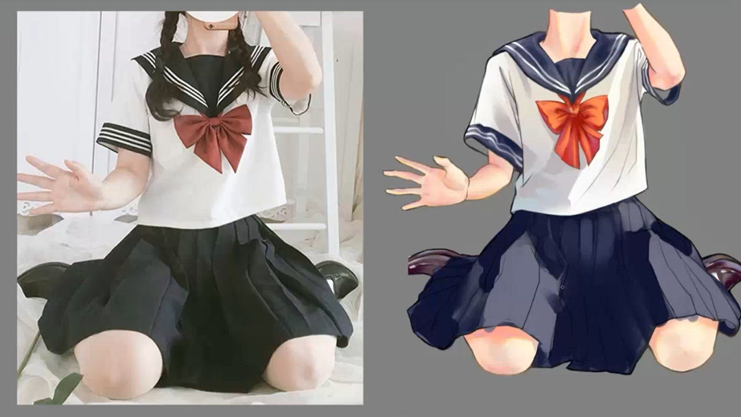 【漫画教程】如何画好动漫中萌妹的水手服?-蓝铅笔