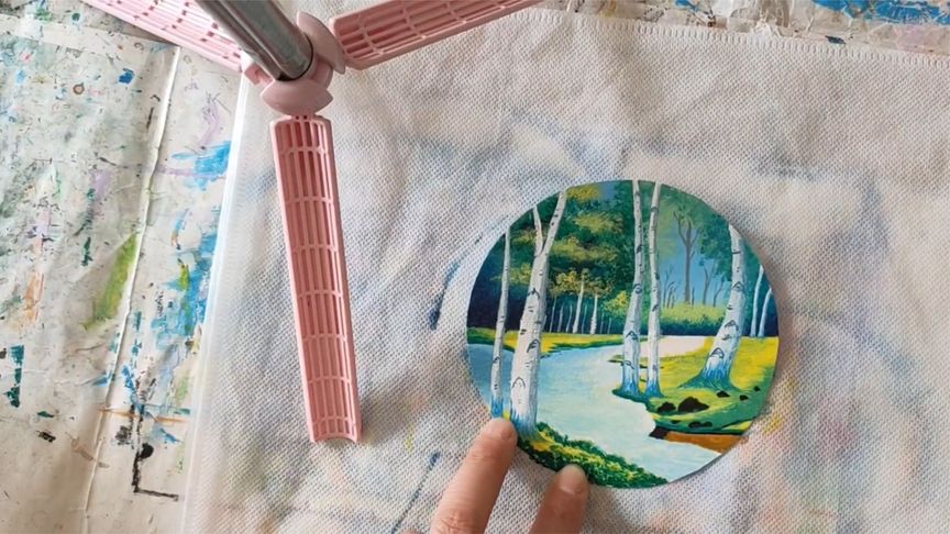 丙烯画之白桦林,青青河边草,郁郁葱葱白桦林