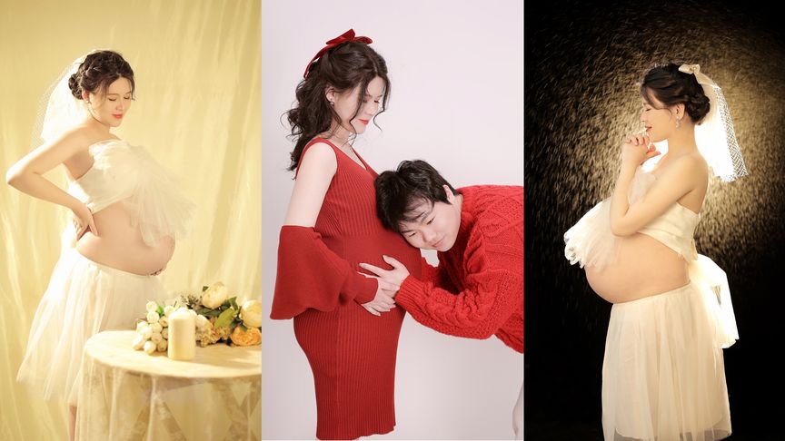 孕30周花398元拍孕妇照,130斤拍的太美了,看孕妈这肚型猜男女?