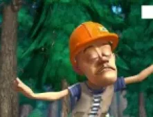 动画片熊出没光头强深山砍树,熊二深山乘凉