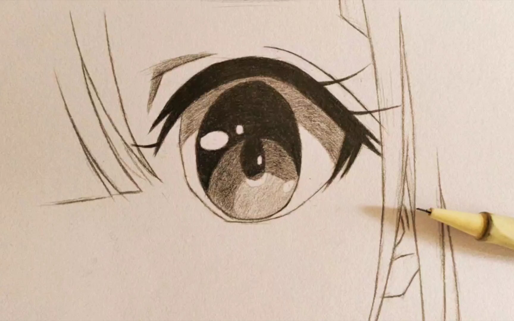 手绘动漫眼睛的画法,这样画太简单了一看就会,快来和我一起画