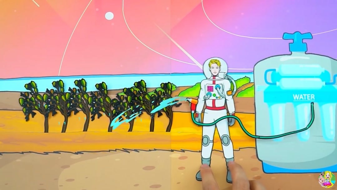 趣味纸动画 宇航员在外太空勇斗外星人并保护自己的水资源!