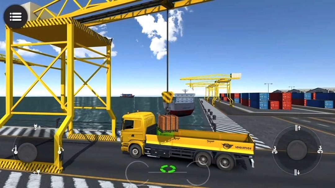 工程车益智动画 吊车运送箱子到大卡车