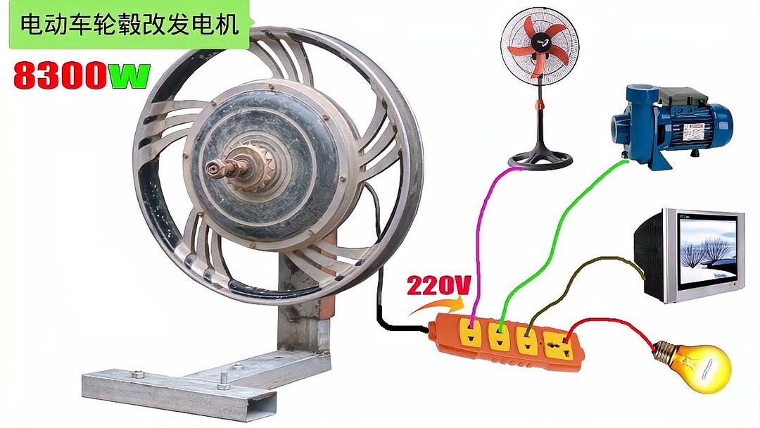 教你把电动车的后轮改装成大功率的发电机,再也不怕停电了