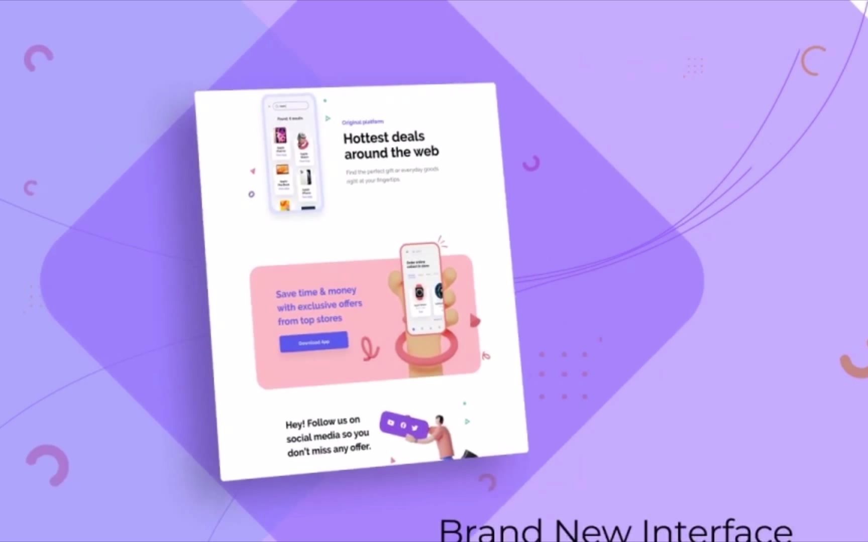 网页Web简约扁平纯色创意拼贴公司网站APP应用程序推广视频毕设...
