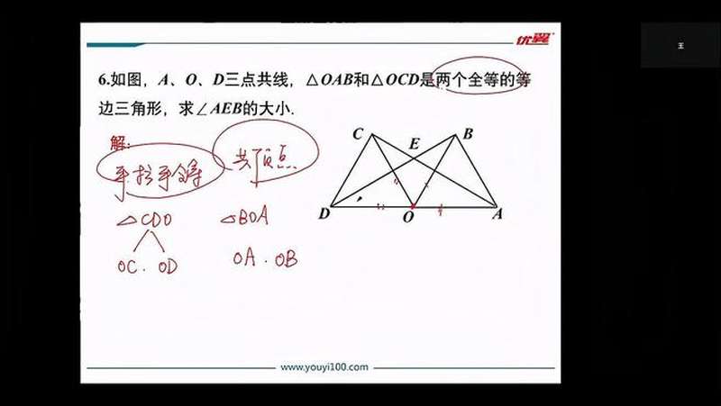 初二数学上-收集基本图形来啦!手拉手全等的详细分解过程8.17 #中考...