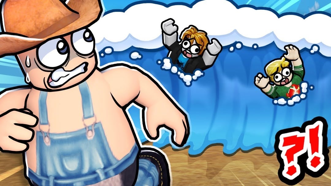 ROBLOX海啸模拟器:就快到达的时候被海啸冲回了起点!咯咯多解说