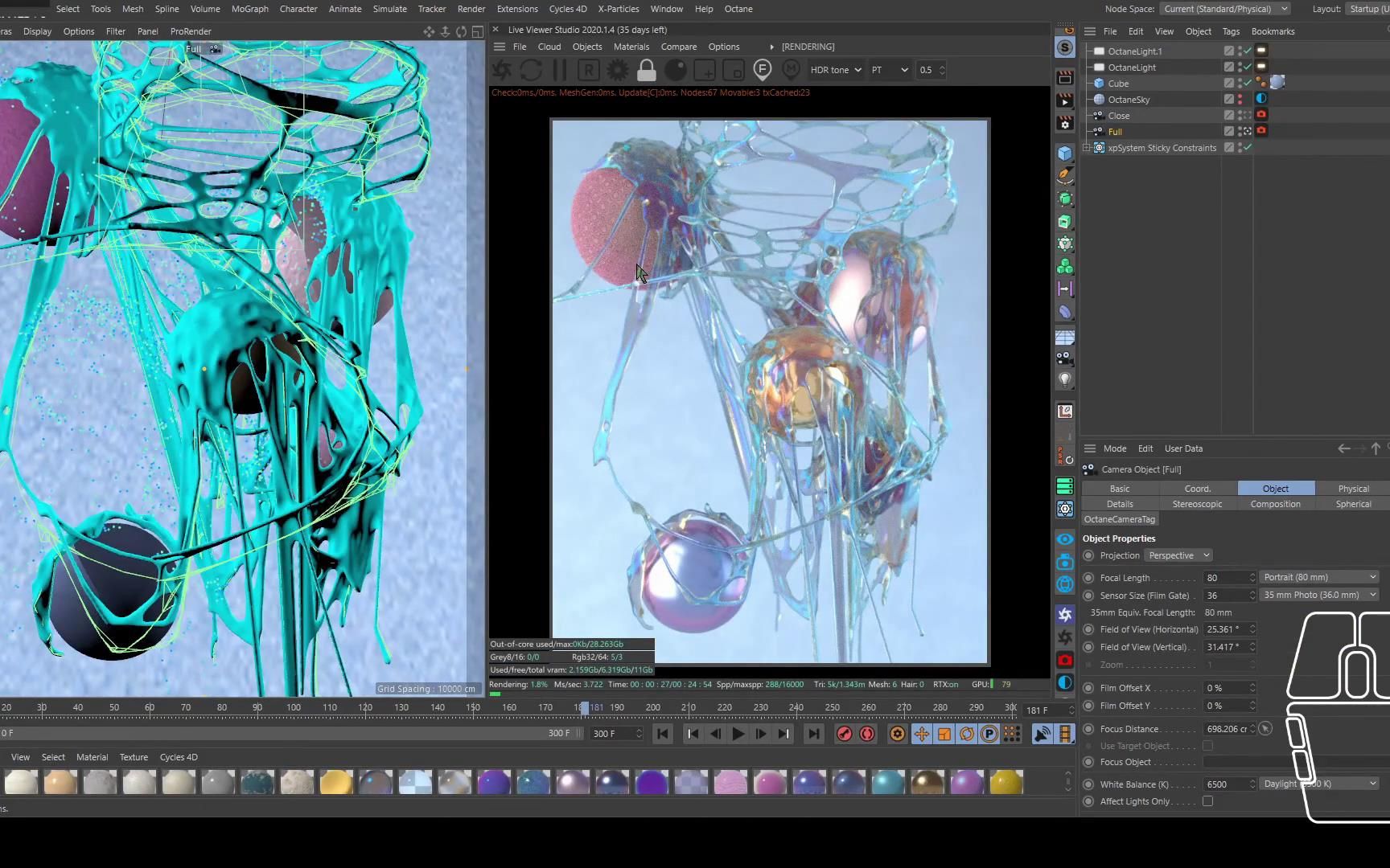 【C4D教程】使用XP粒子制作粘液艺术效果