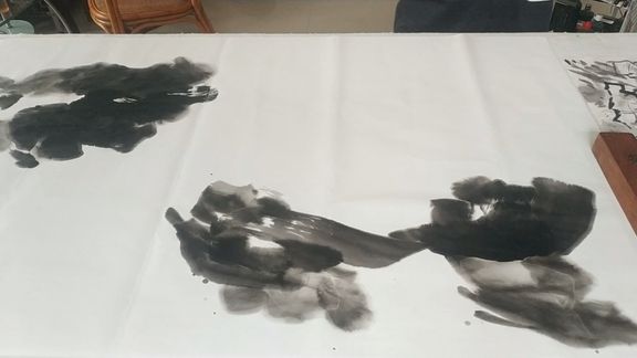 六尺整张水墨荷花示范