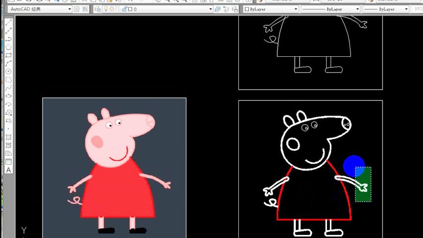 cad学习——没事画个小猪佩奇!