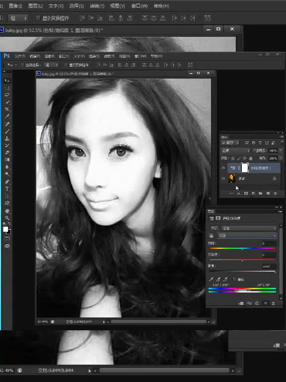 照片发黄怎么办,用色相饱和度把黄和红的亮度提到100 删除蒙版选择...