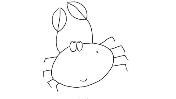 简单的螃蟹幼儿亲子简笔画 宝宝轻松学画画