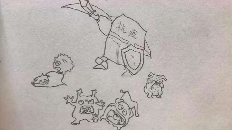 抗疫手抄报:铅笔简笔画抗疫小勇士