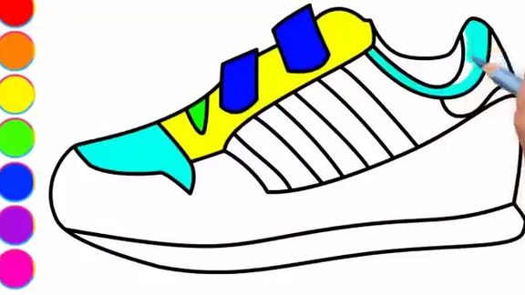 亲子简笔画:彩虹运动鞋画画