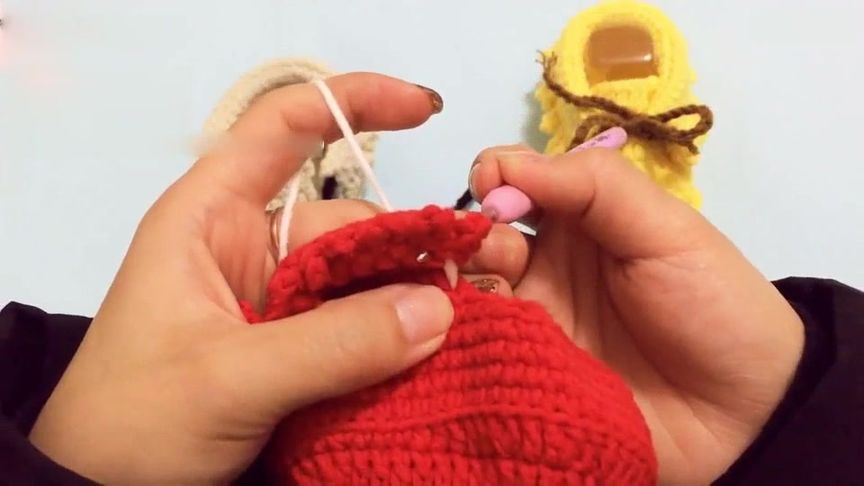 钩织宝宝鞋 毛线钩针编织视频教程 3