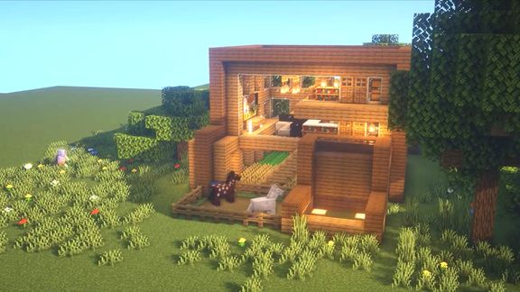 我的世界:如何生存建造一个现代木屋